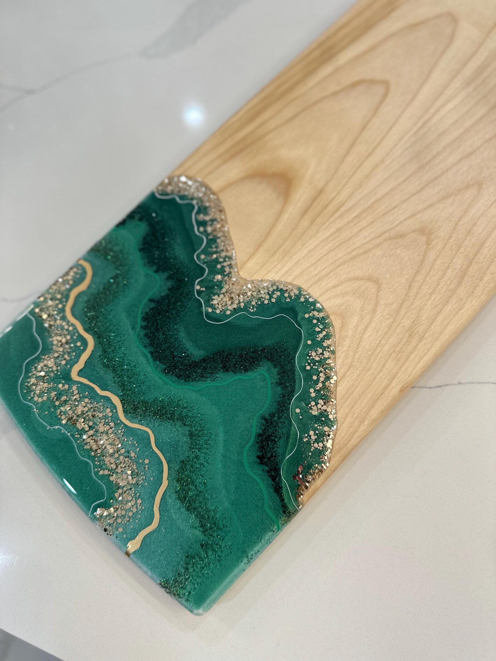 Extra Large Emerald Green and Gold Resin Cheese Board/ Resin ...