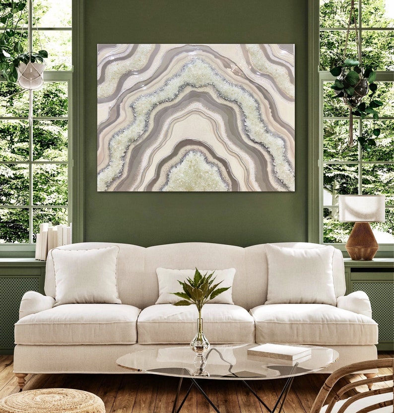 Large Silver Grey Resin Geode Wall Art: Crystal Epoxy Painting - Etsy