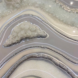 Custom Silver Resin Geode Wall Art crystal Resin Painting Epoxy Resin ...