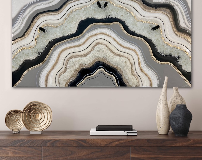Champagne Gold Resin Geode Wall Art| Crystal Resin Painting| Epoxy ...
