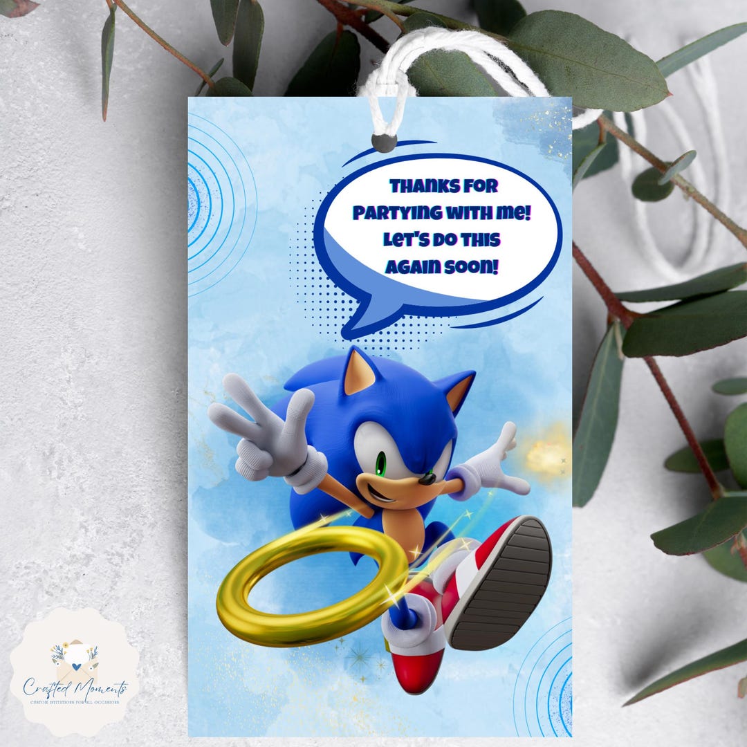 Sonic Party | Thank You Gift Tag or Sticker | Party Favor Tag - Etsy