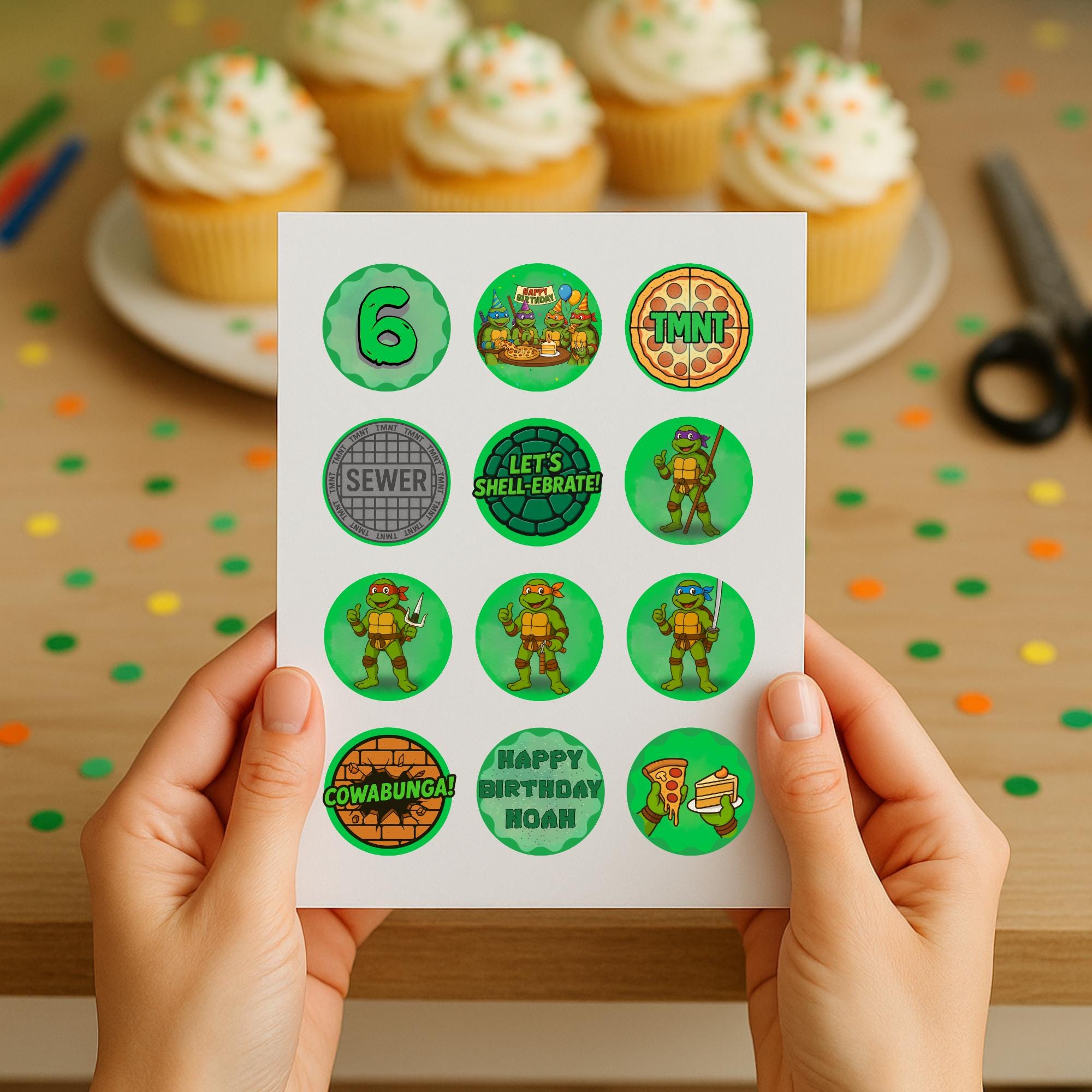 Turtle Theme Cupcake Toppers | Custom Cupcake Decorations | Turtle ...