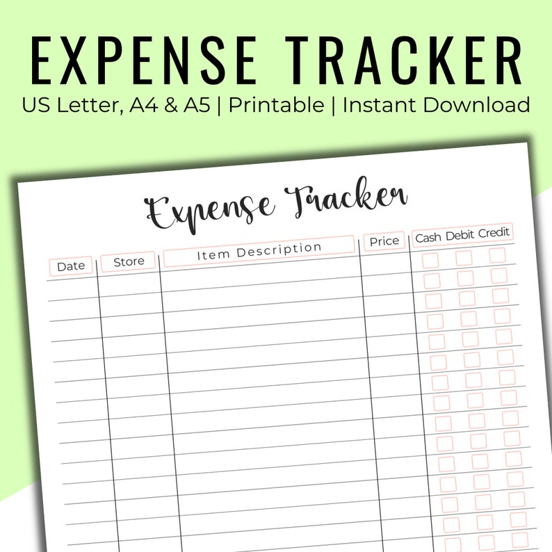 Expense Tracker Printable, Spending Tracker, Expense Tracking, Spending ...