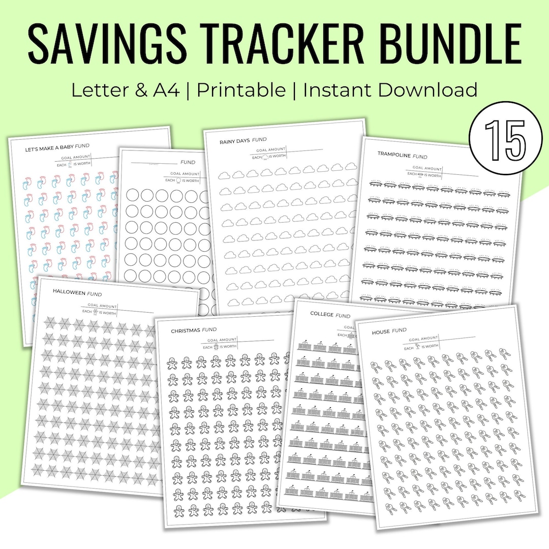 Savings Tracker Bundle Printable, Savings Tracker Aventure Fund ...