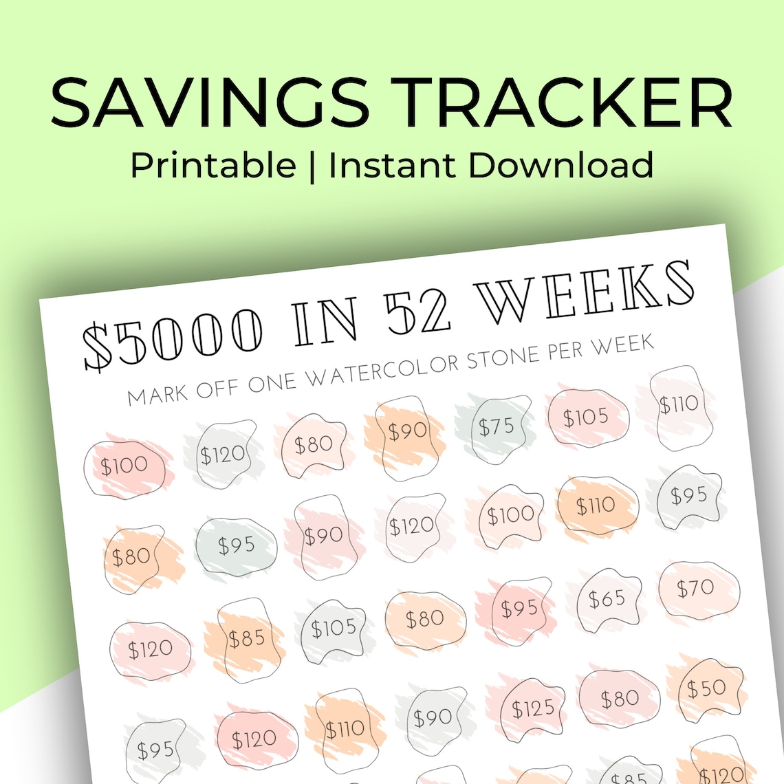 5K Money Saving Challenge Printable Savings Tracker 52 Week - Etsy Canada