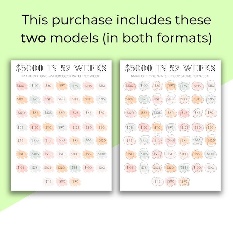 5K Money Saving Challenge Printable, Savings Tracker, 52 Week Challenge ...