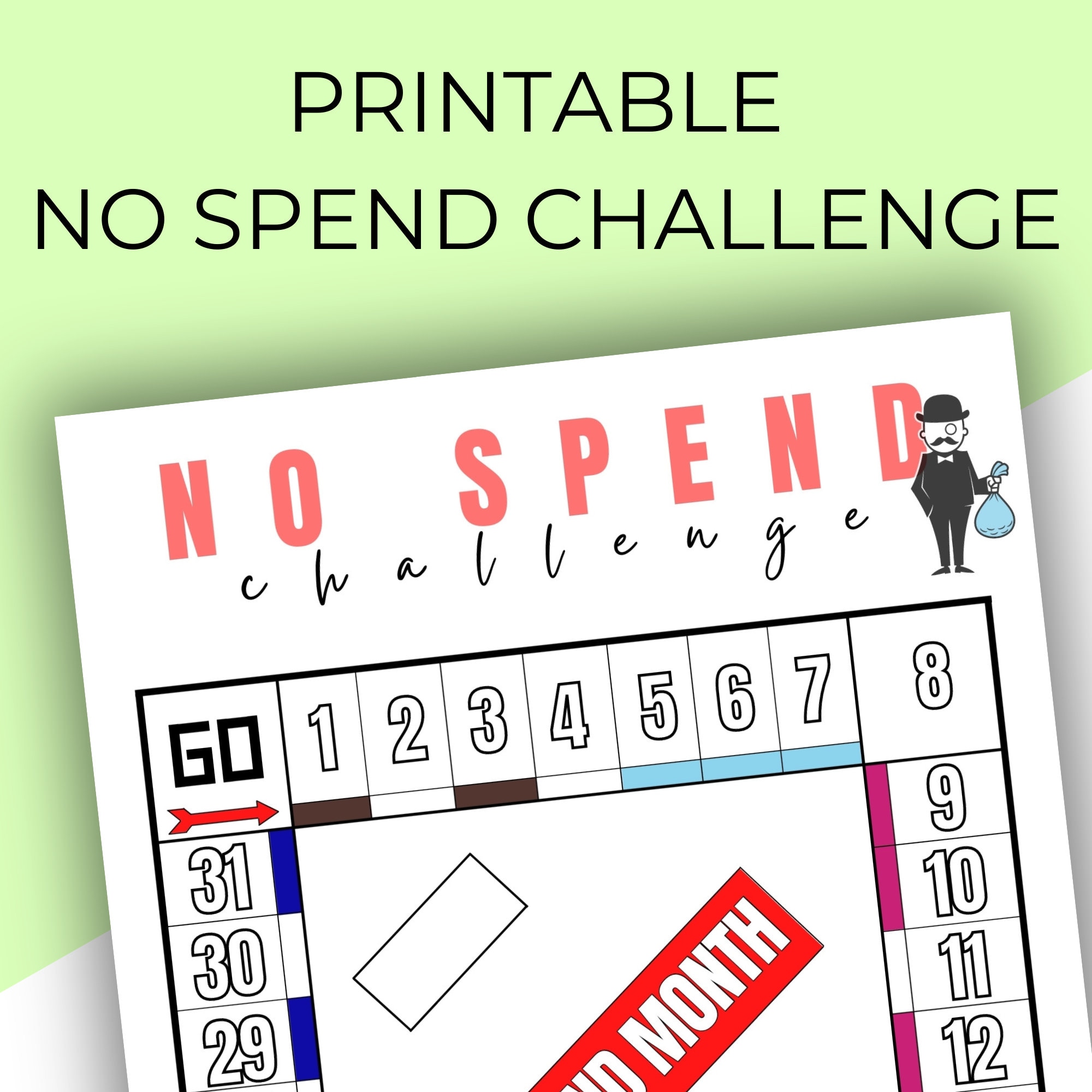 Savings Challenge Printable, No Spend Challenge, No Spend Month ...