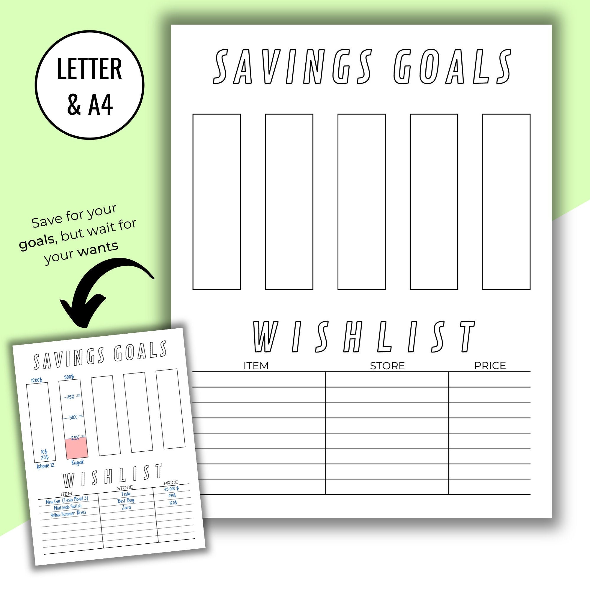 Savings Goal Tracker Printable Minimal Money Saving Challenge | Etsy