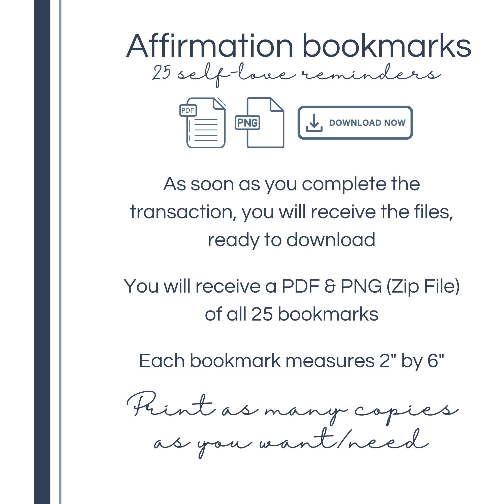 Words of Affirmation Bookmark Printable, Set of 25 Self-love Reminder ...