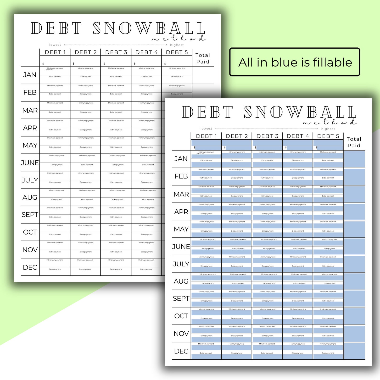 Editable & Printable Debt Snowball Method Tracker Printable Printout ...