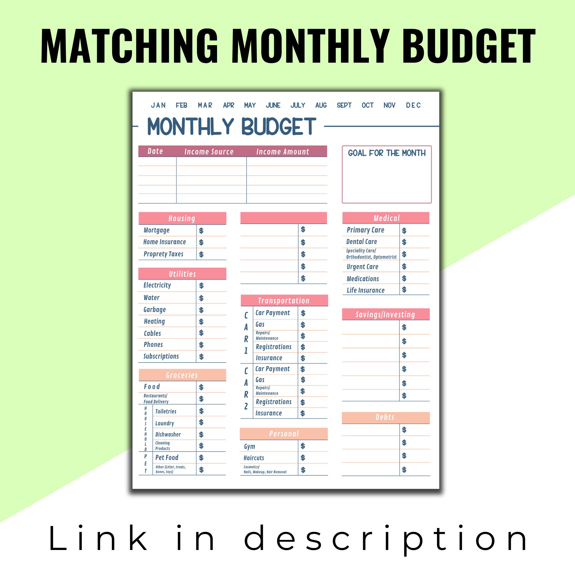 Paycheck Budget Printable, Modern Biweekly Paycheck by Paycheck Budget ...