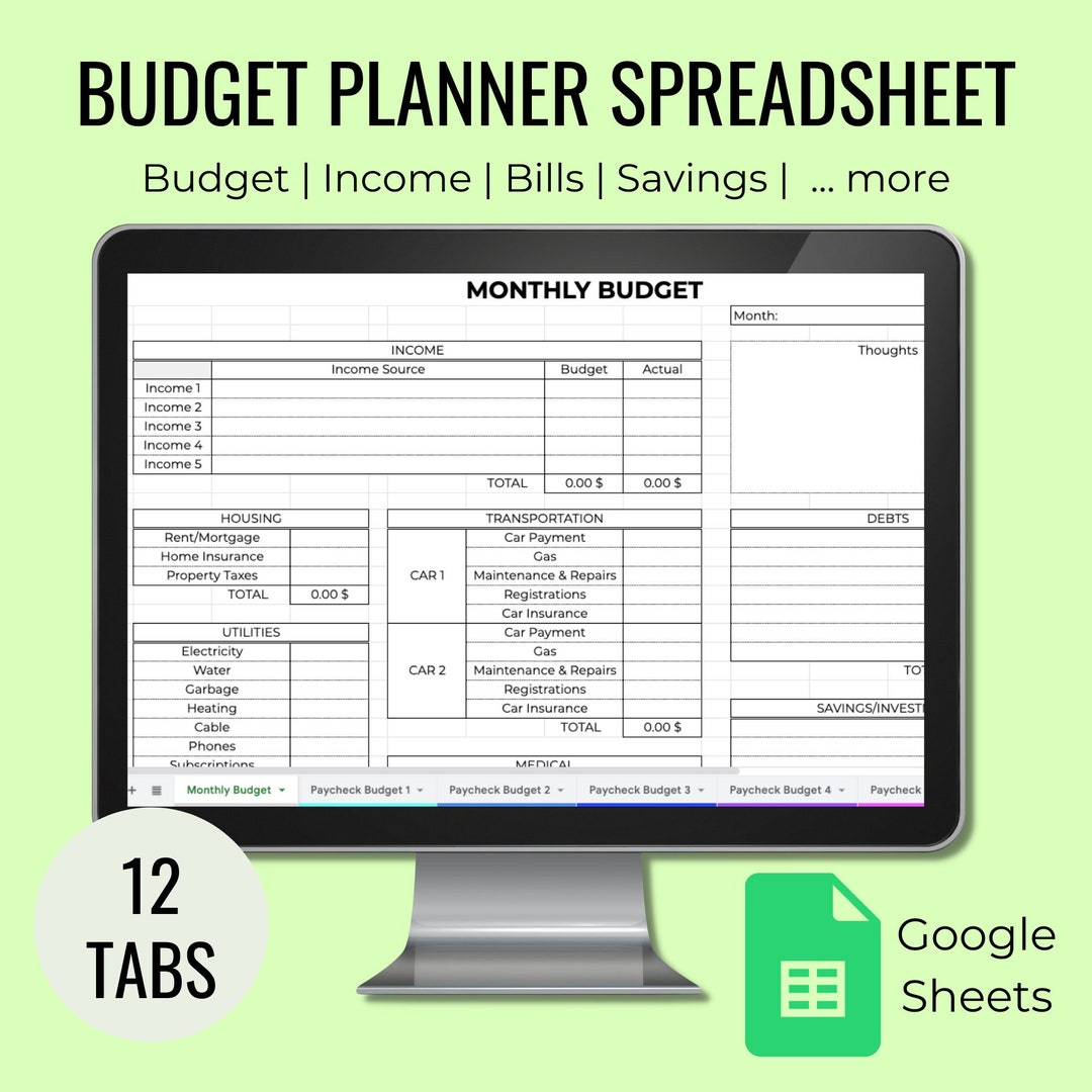 Ultimate Monthly Budget Google Sheets Spreadsheet, Financial Dashboard ...