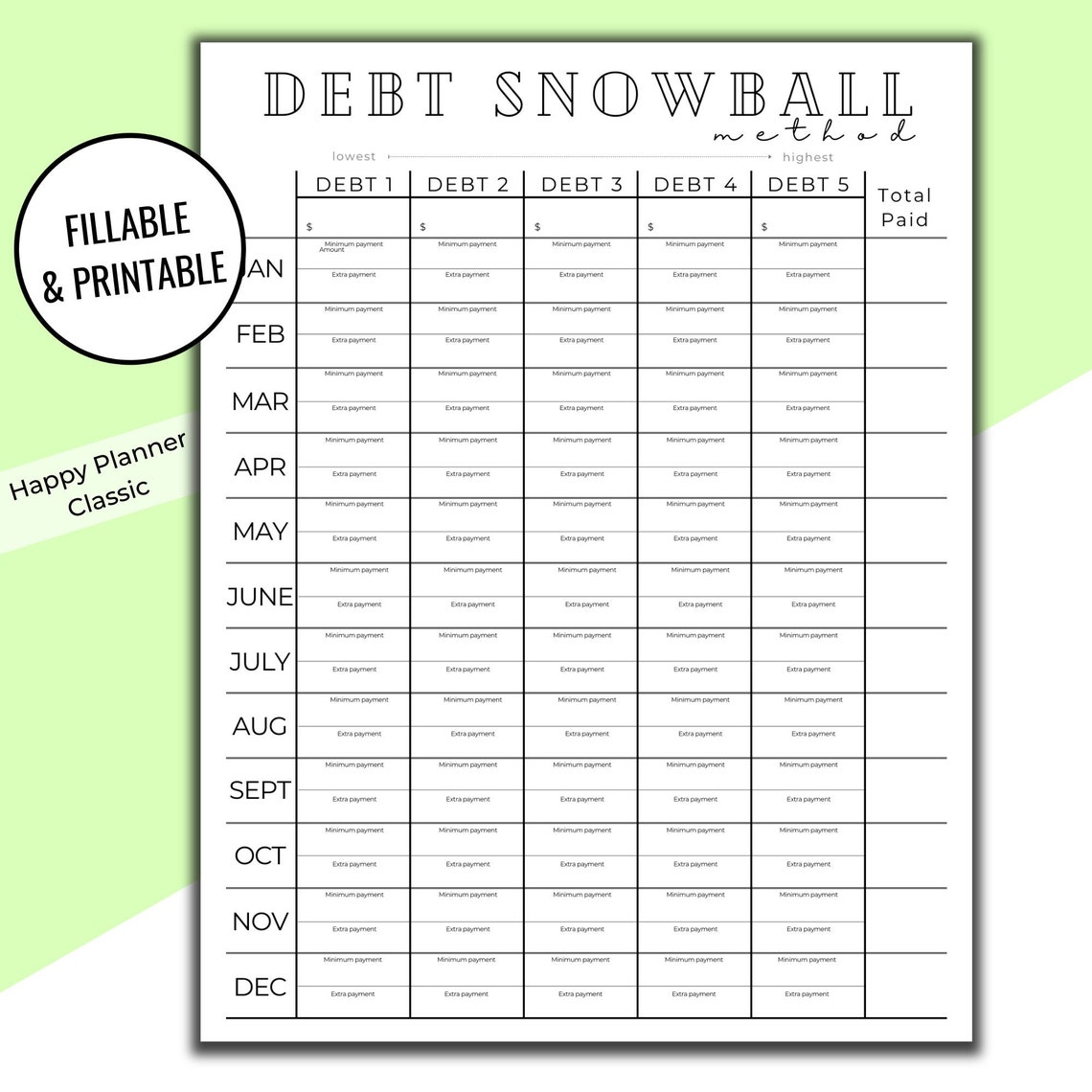 Editable & Printable Debt Snowball Method Tracker Fillable | Etsy Canada