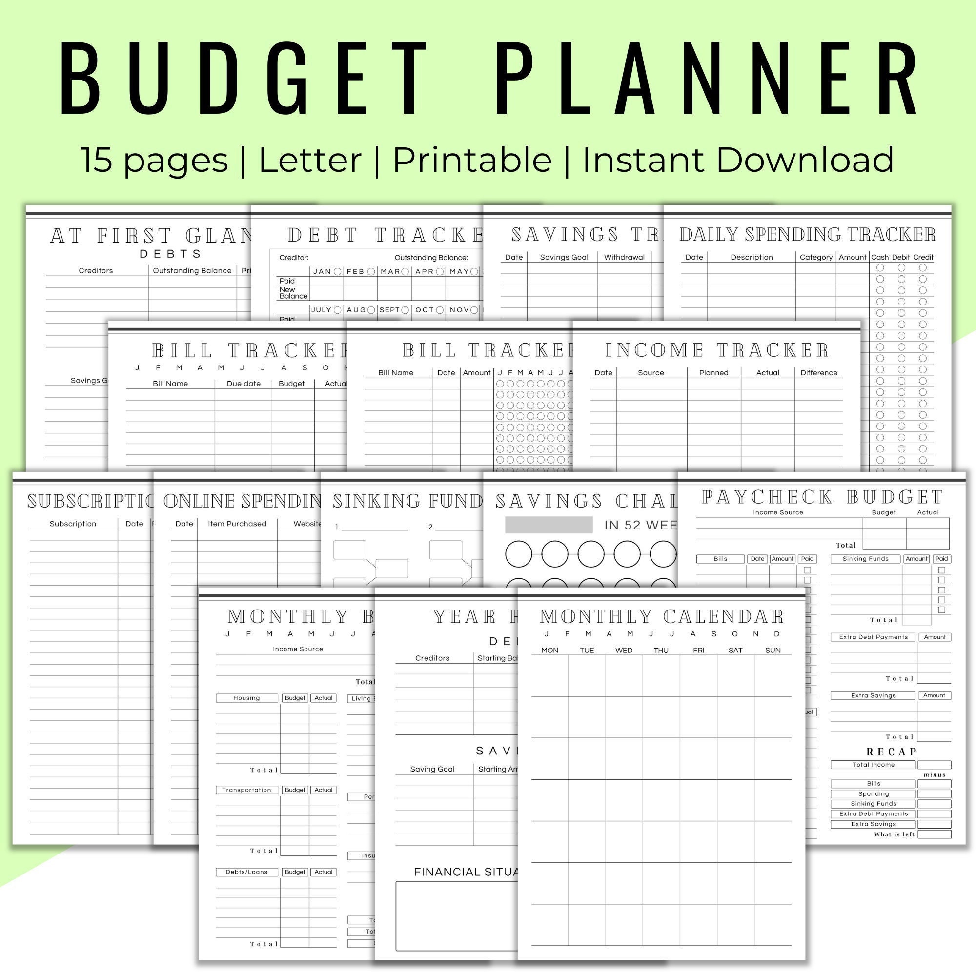 Budget Planner Printable, Finance Planner PDF Budget Binder Book, Bill ...