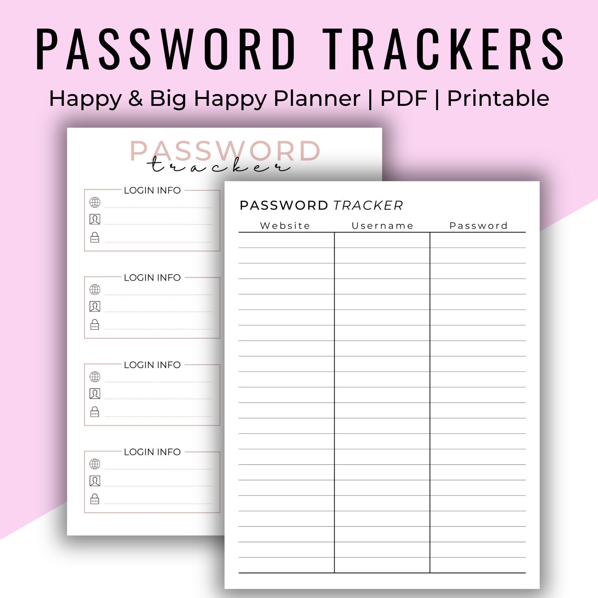 Password Tracker Insert Printable Password Keeper Organizer Tracker Log Password Form List