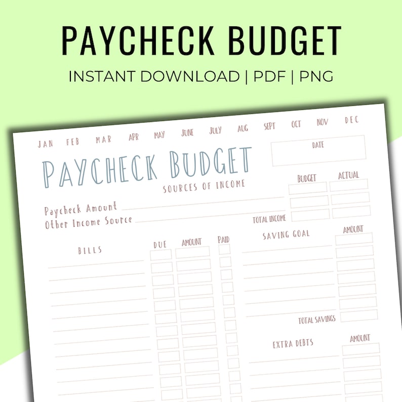Paycheck Budget Printable Bi Weekly Paycheck by Paycheck Pdf - Etsy