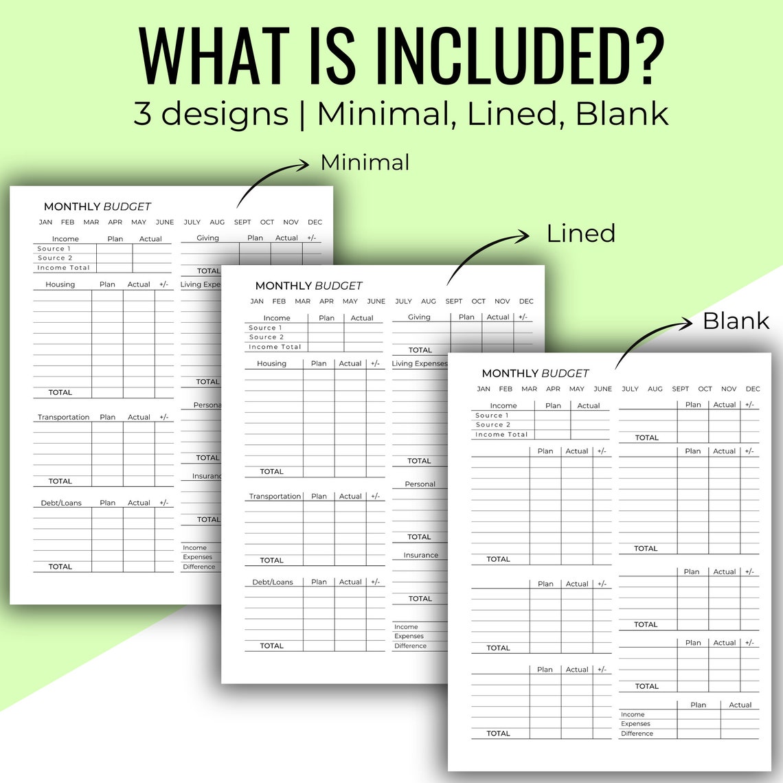 Monthly Budget Planner Printable Minimal Monthly Finance - Etsy