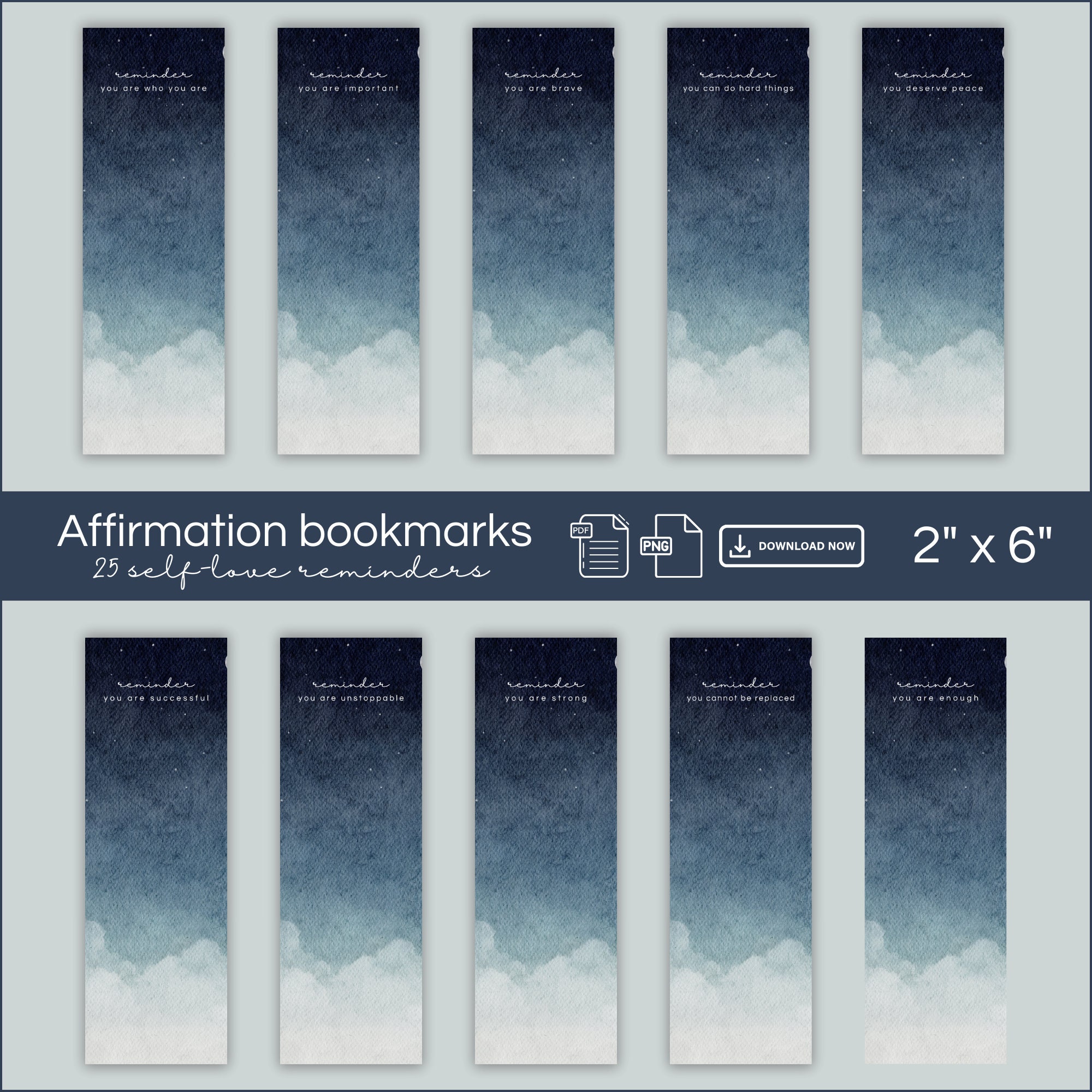 Words of Affirmation Bookmark Printable, Set of 25 Self-love Reminder ...