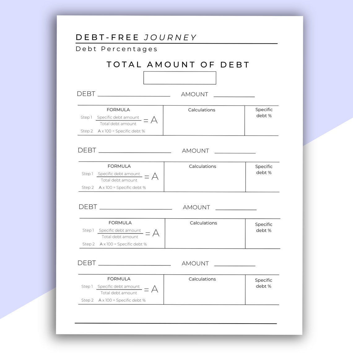 Visual Debt Tracker Printable, Debt Payoff Chart, Debt Payoff Tracker ...