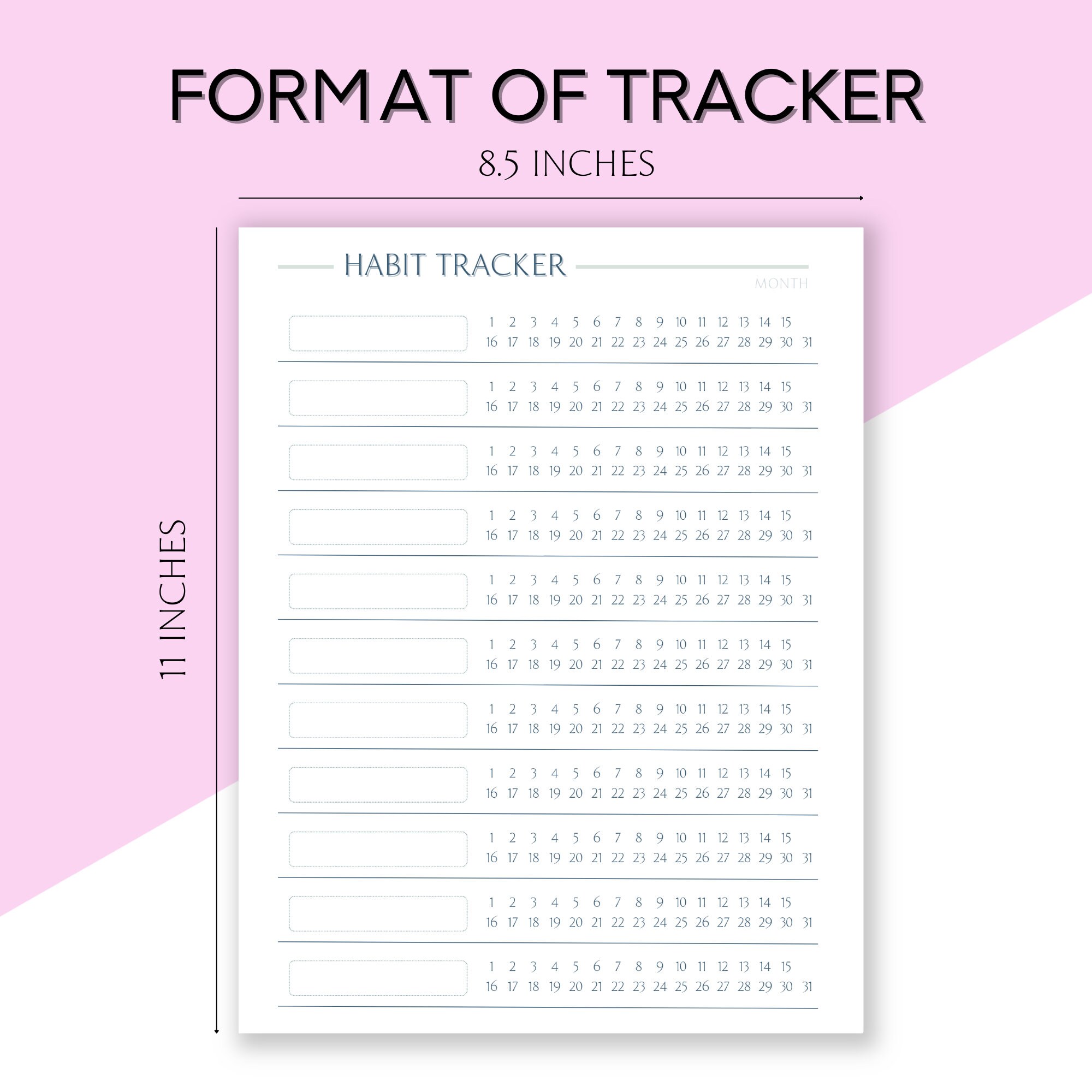 Monthly Habit Tracker Printable, Undated 30 Day Habit Challenge ...