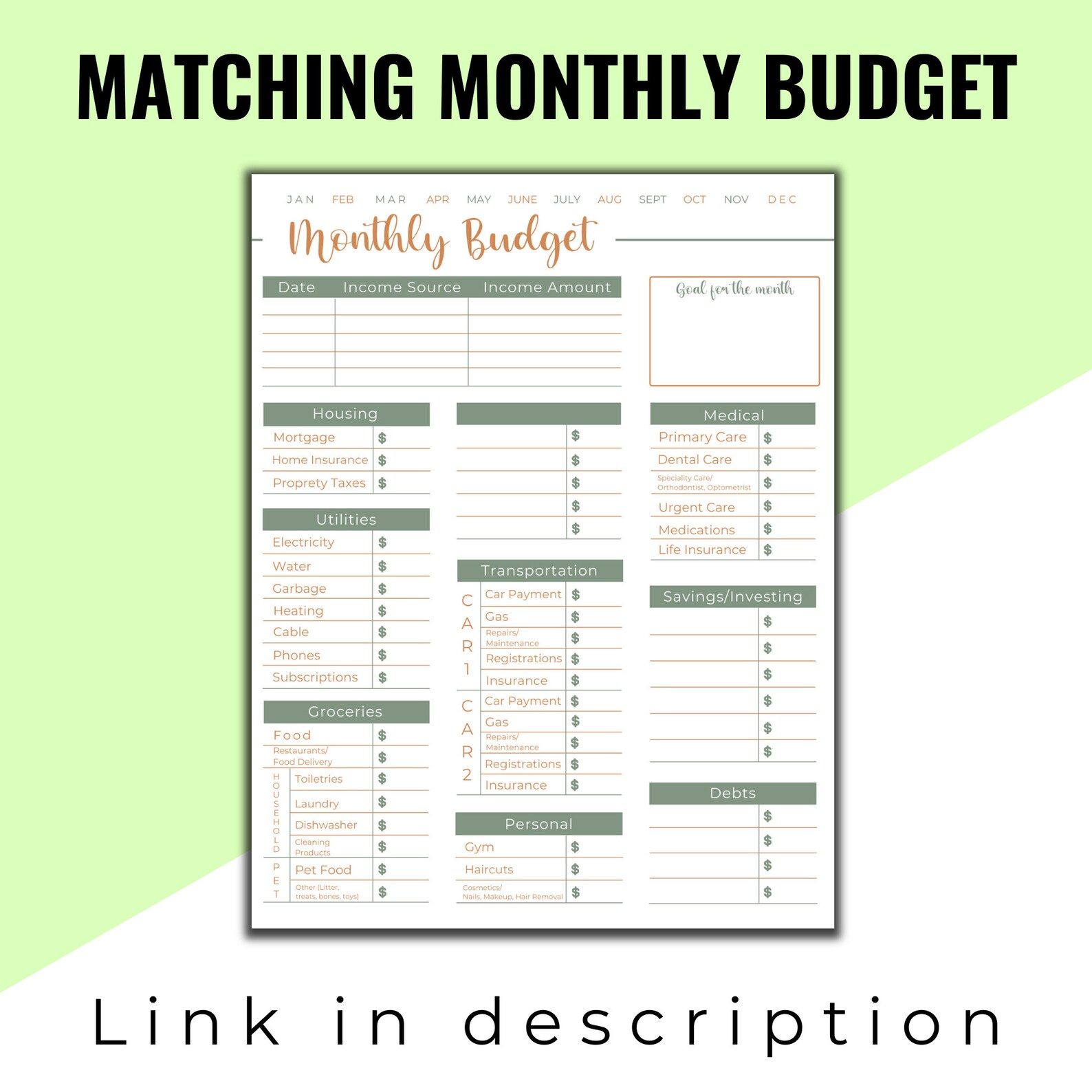 Editable & Printable Paycheck Budget Printout, Budget by Paycheck ...