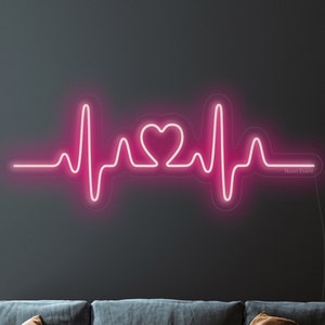 Heartbeat Neon Sign - LED Neon Sign, Wall Decor, Wall Sign, Love Led ...