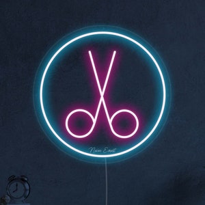 Scissors Neon Sign - Barbershop Neon Sign, Beauty Sign, Hair Neon Sign ...