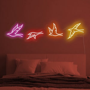 Birds Neon Sign - Bird Neon Sign, Flying Bird Sign, Wall Sign, Animal ...