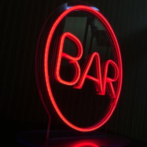 Bar Led Neon Sign, Bar Sign Circle, Bar Neon Sign Wedding Party Home ...