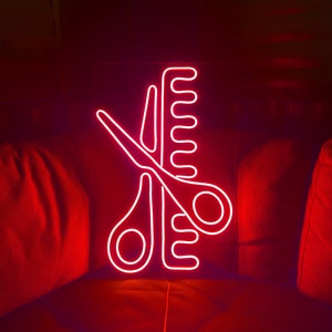 Scissors Neon, Scissors Neon Sign, Scissors Led Sign Custom, Barber ...