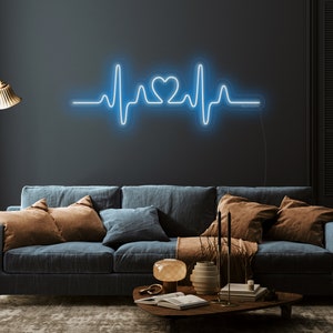 Heartbeat Neon Sign - LED Neon Sign, Wall Decor, Wall Sign, Love Led ...