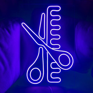 Scissors Neon, Scissors Neon Sign, Scissors Led Sign Custom, Barber ...