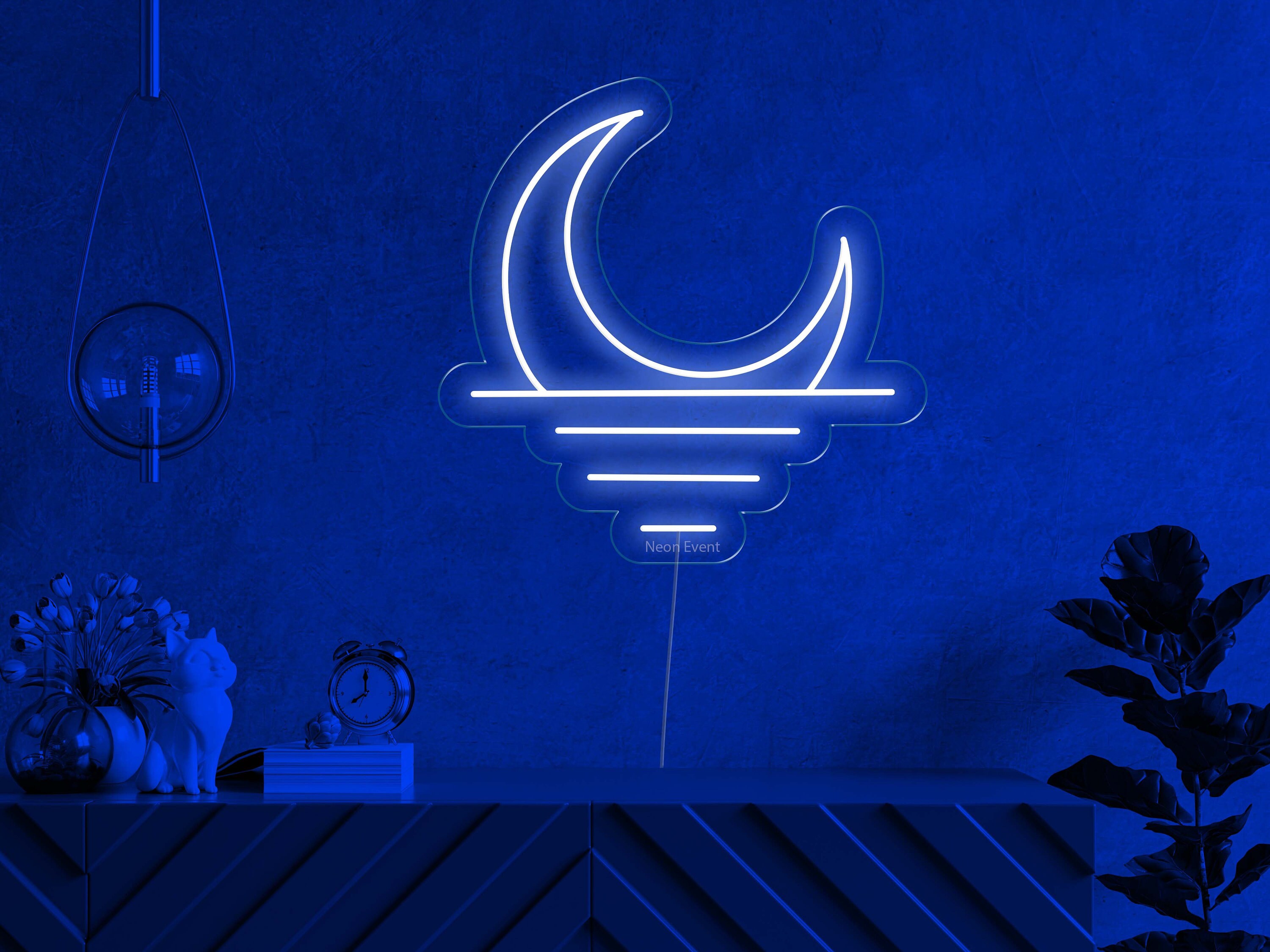 Wave Moon Neon Sign LED Neon Sign Wall Decor Wall Sign - Etsy