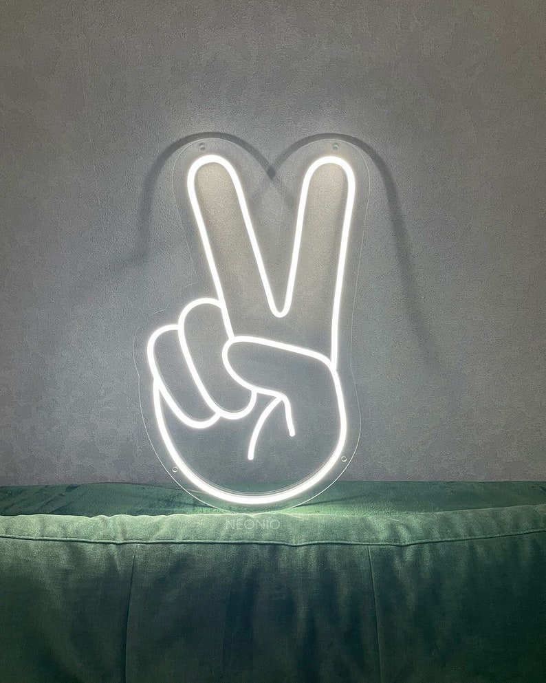 Peace Hand Neon Sign - Peace LED Neon Sign, Gift for Him, Gift for Him ...