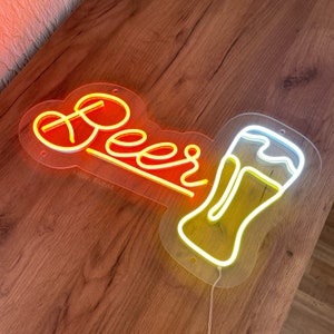 Beer Neon Sign - LED Neon Sign, Wall Decor, Wall Sign, Drink Led Neon ...