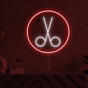 Scissors Neon Sign Barbershop Neon Sign, Beauty Sign, Hair Neon Sign ...