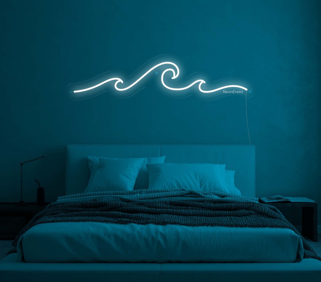 Wave Neon Sign - LED Neon Sign, Wall Decor, Wall Sign, Sea Led Neon ...