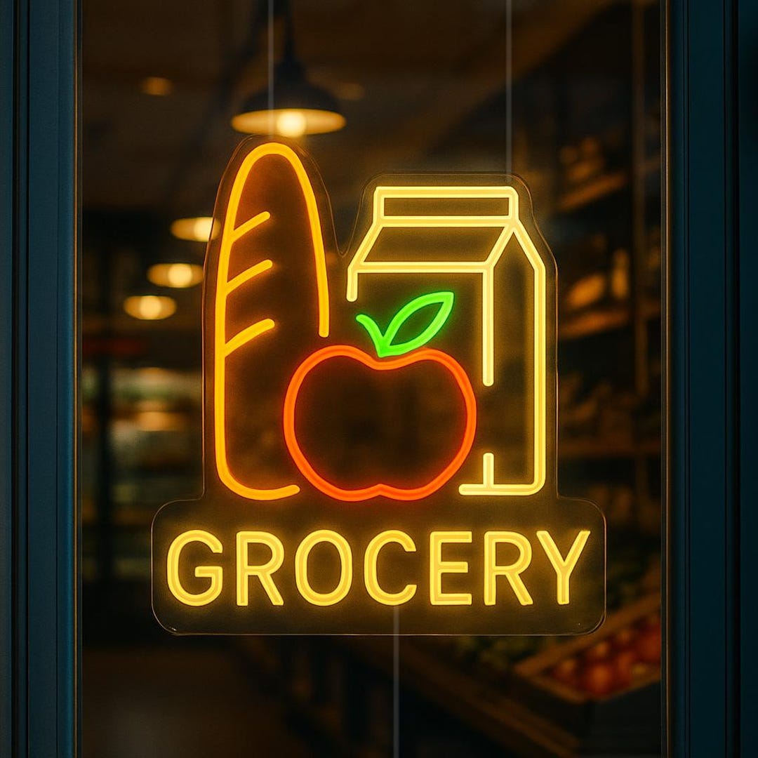Grocery Neon Sign, Vegetables Neon Sign, Grocery Shop Sign, Grocery ...