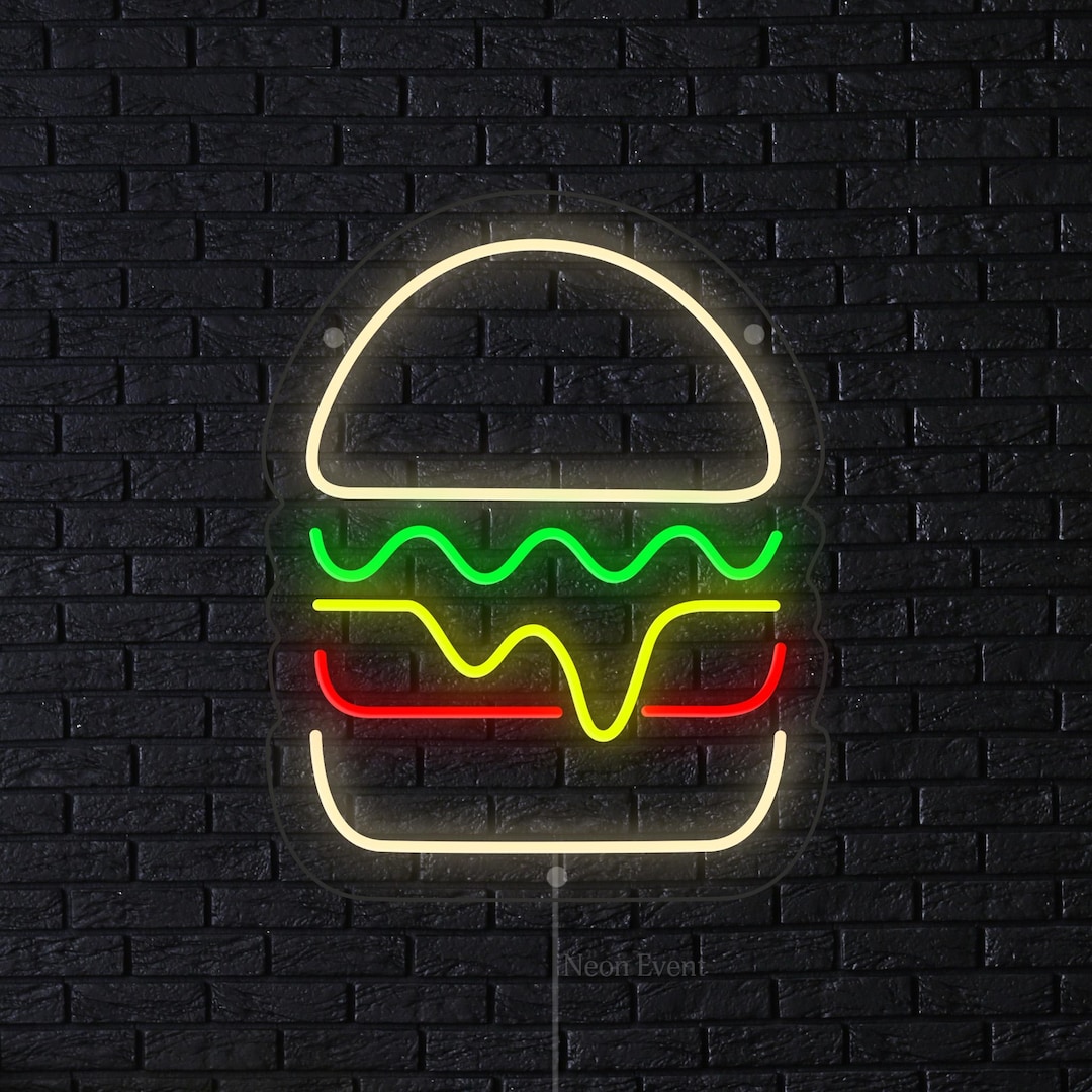Burger Neon Sign, Food Neon Sign, Fast Food Led Sign, Cafe Neon Sign ...