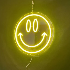 Smiley Neon Sign Smile Neon Sign, Happy Neon Sign, Custom Home Light ...