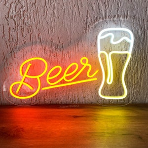 Beer Neon Sign - LED Neon Sign, Wall Decor, Wall Sign, Drink Led Neon ...