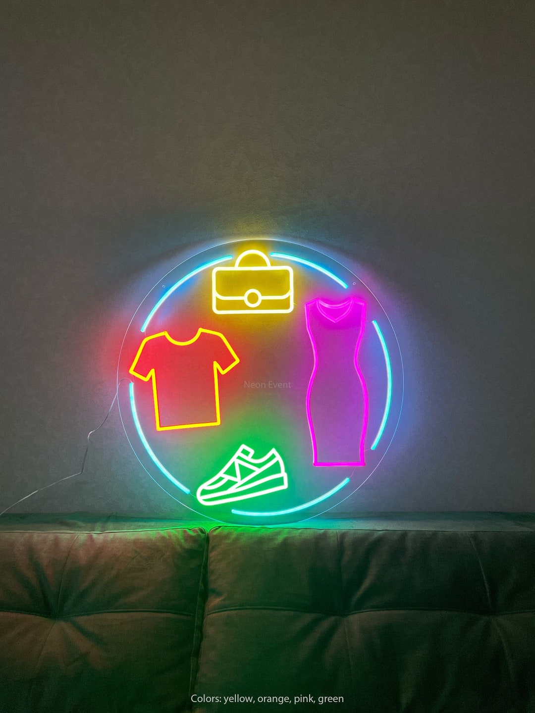 Cloth Neon Sign, Man and Woman Clothes Neon Sign, Custom Sign for a ...