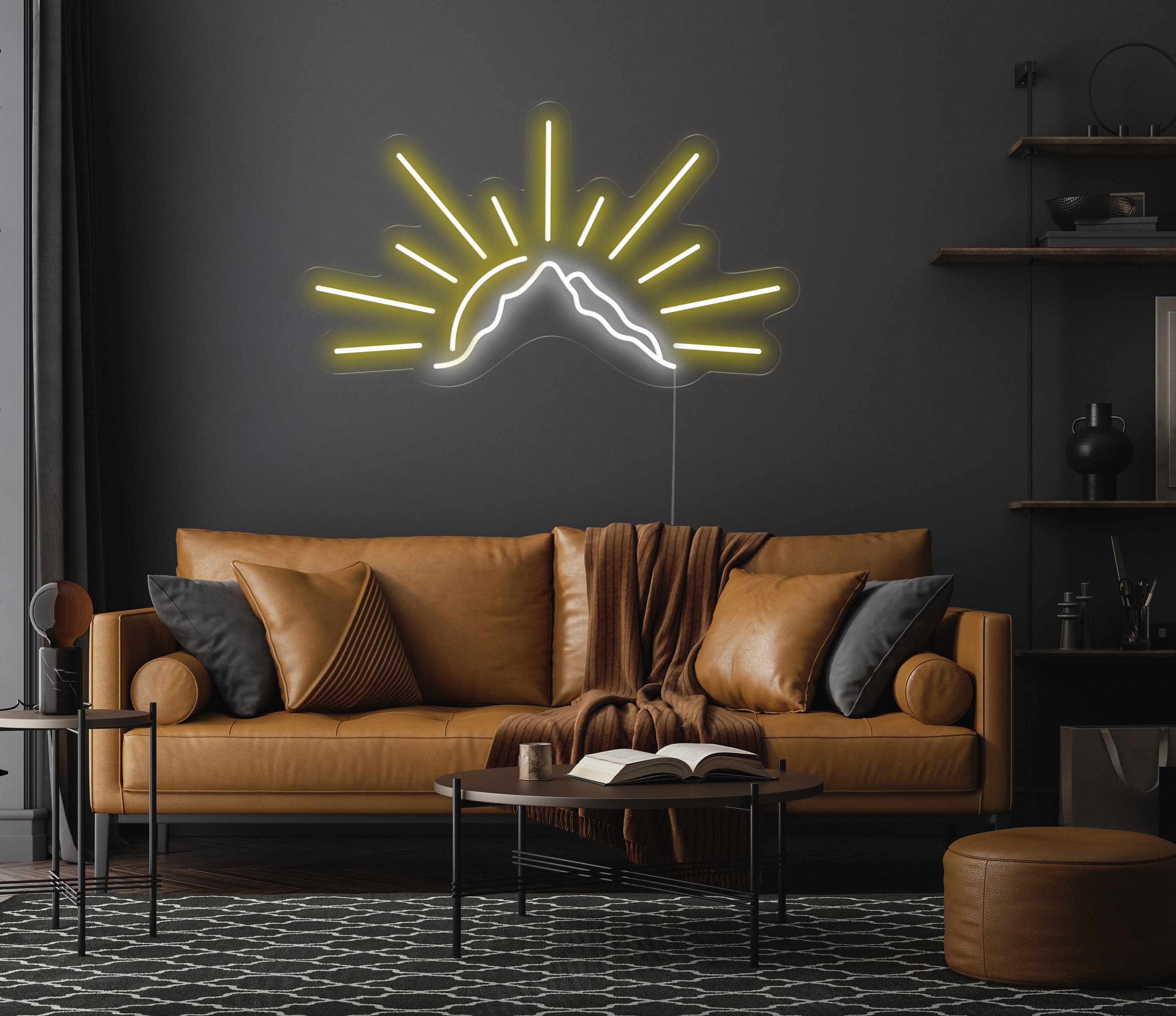 Sun Mountains Neon Sign - LED Neon Sign, Wall Decor, Wall Sign, Sunset ...