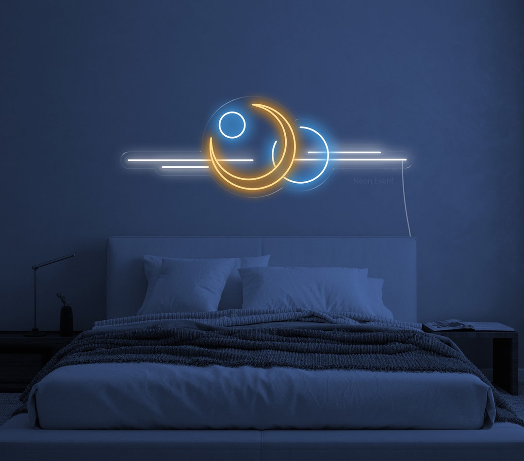 Moon Neon Sign Sun Neon Sign Wall Decor Wall Sign Sunset - Etsy