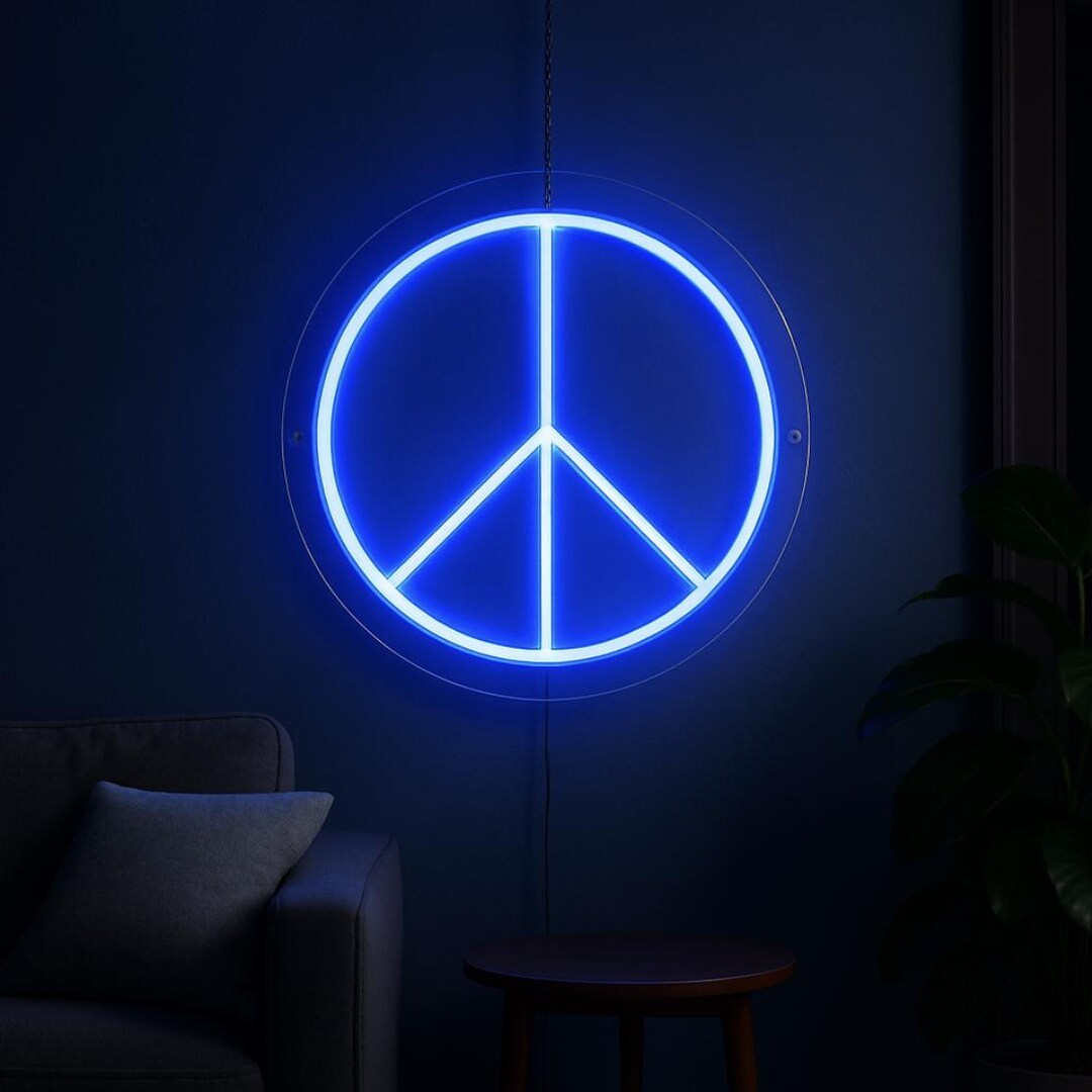 Peace Neon Sign - Peace Icon LED Neon Sign, Gift for Him, Gift for Him ...