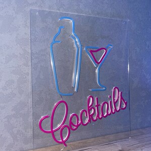 Coctail Neon Sign, Neon Decoration for Cafes, Home Neon Sign, Wall ...