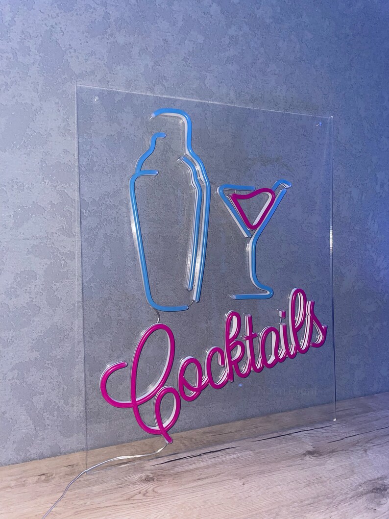 Coctail Neon Sign, Neon Decoration for Cafes, Home Neon Sign, Wall ...