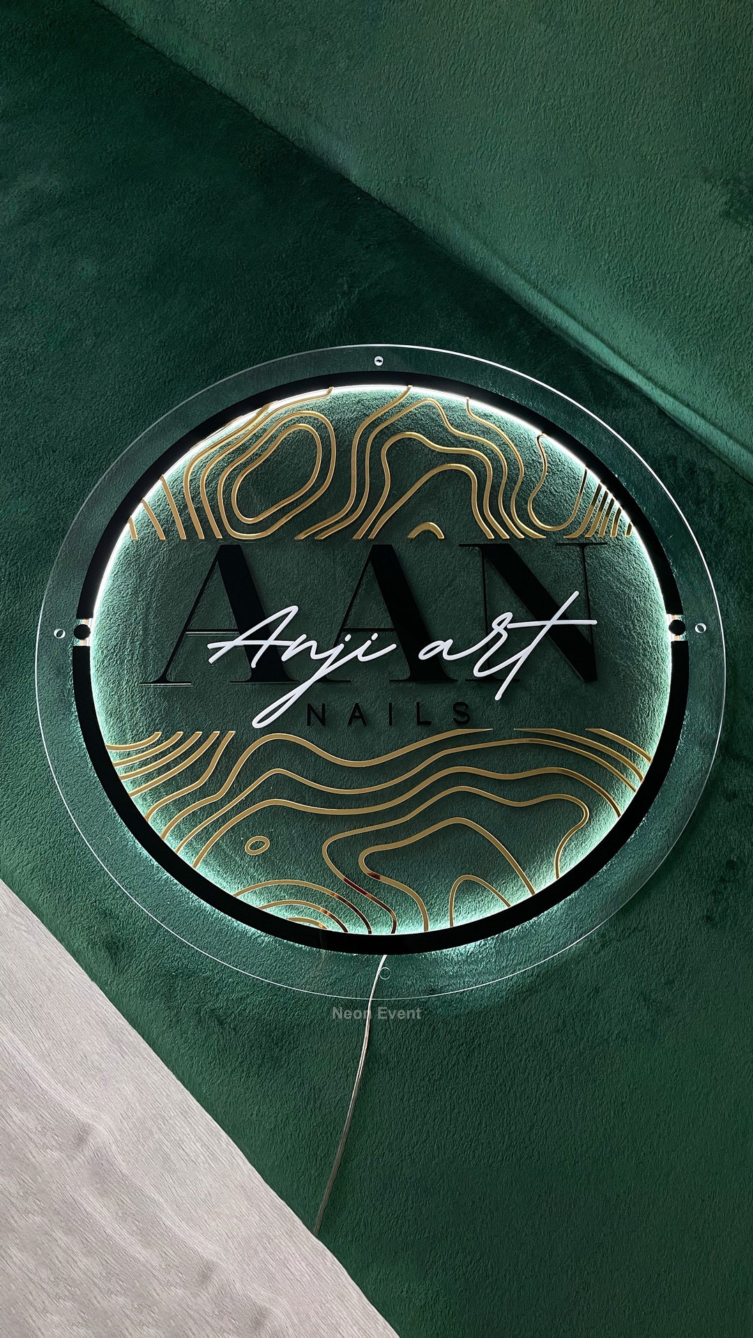 Round Gold Acrylic Logo Sign, Logo Decoration Office Wall Sign, Busines ...