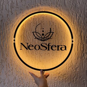 Round BLACK Acrylic Logo Sign, Logo Decoration Office Wall Sign ...