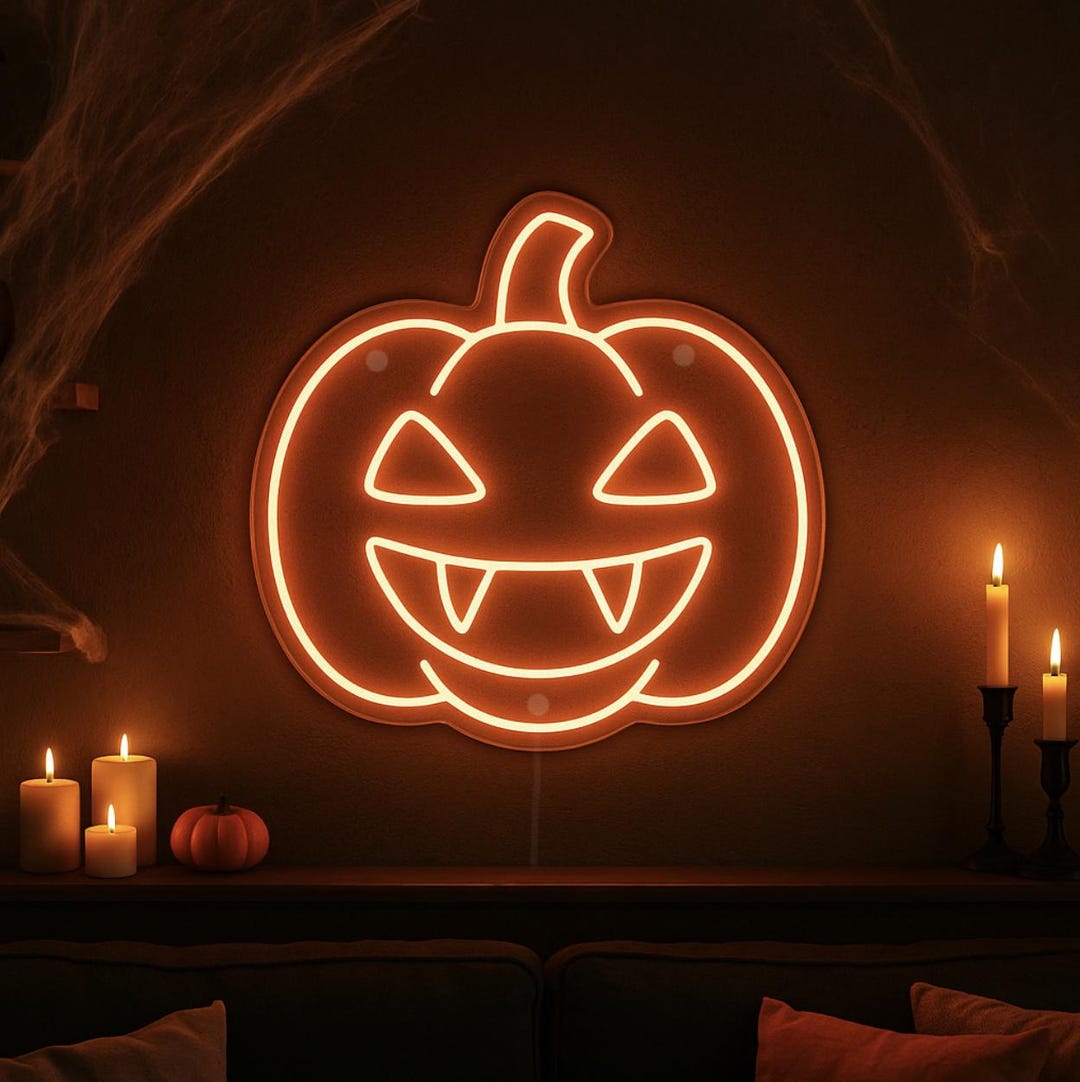 Pumpkin Neon Sign, Halloween Decor, Spooky Decoration, Halloween Party ...